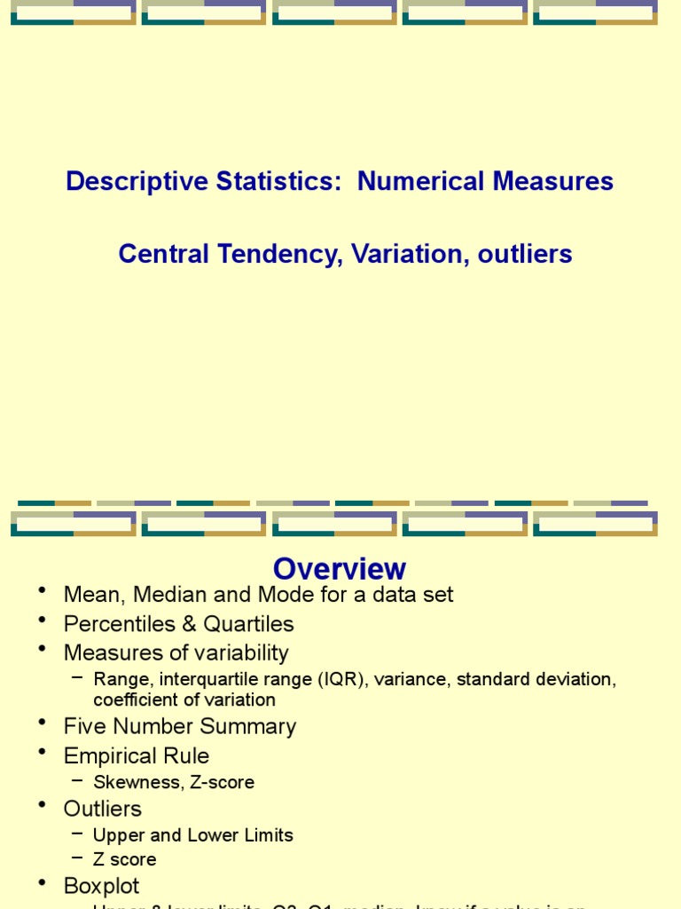 Central Tendency Variation Outliers | PDF | Skewness | Median