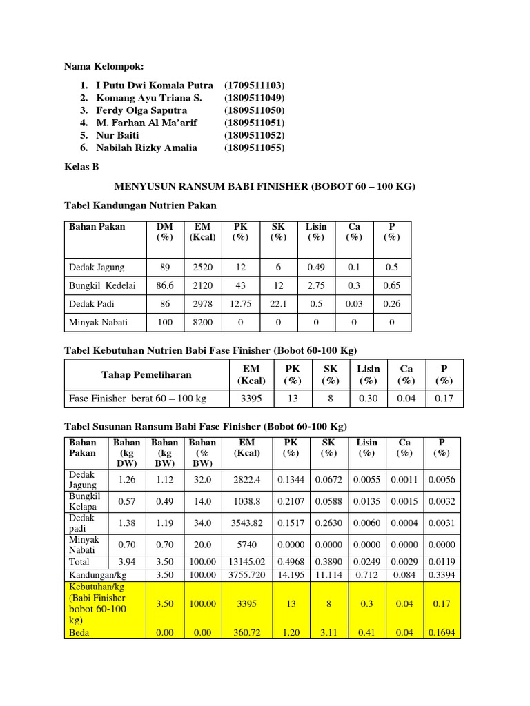 Tugas Menyusun Ransum | PDF