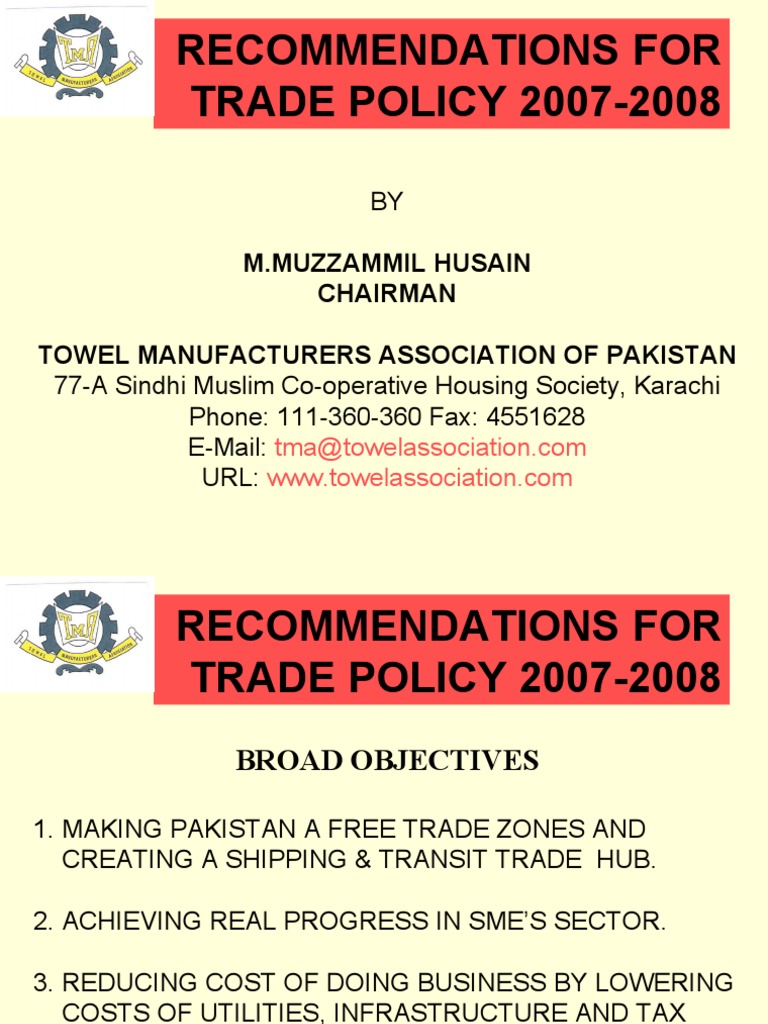 Trade Policy Recommendations 2007-2008 | PDF