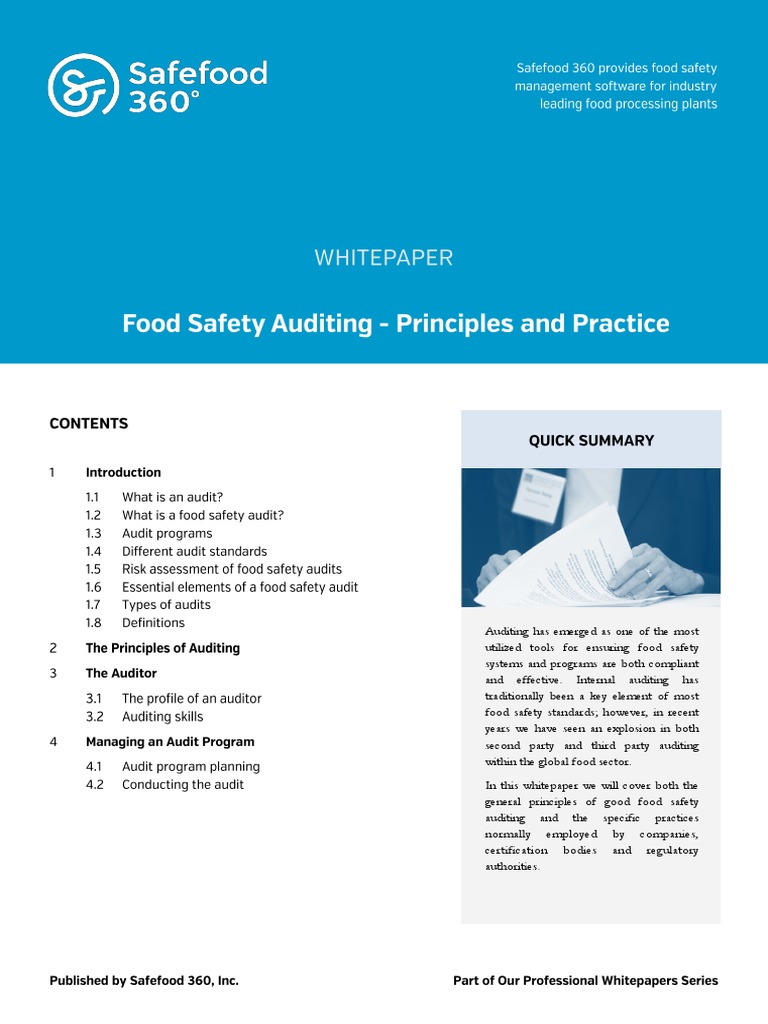Food Safety Auditing PDF | PDF | Auditor's Report | Internal Audit