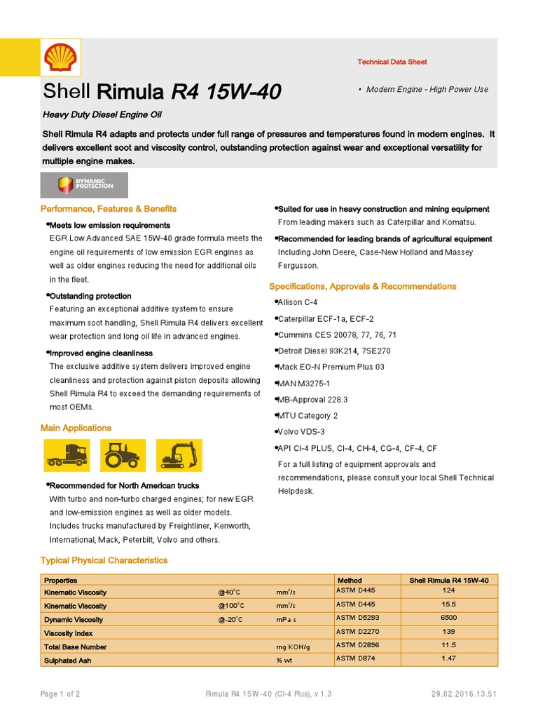 Shell Rimula R4 15W-40: Performance, Features & Benefits | Download ...