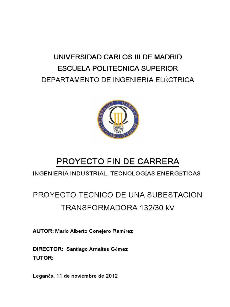 PFC MarioAlberto Conejero Ramirez SET132kV PDF | PDF | Transformador ...
