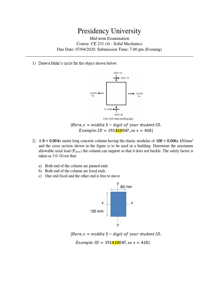 Solid Mechanics - Mid Term | PDF