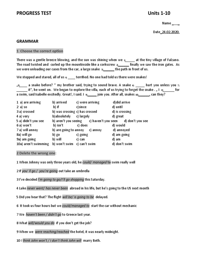 Test English Intermediate | PDF