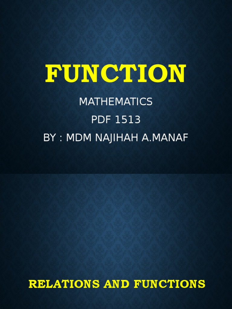 CHAPTER 4 - FUNCTION (Latest) | PDF | Function (Mathematics ...