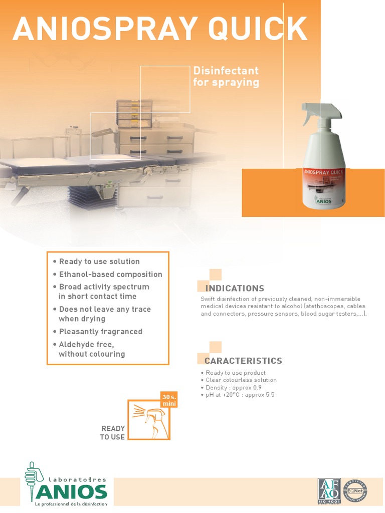 ANIOSPRAY QUICK-Fiche Technique-00000-EN | PDF | Disinfectant ...