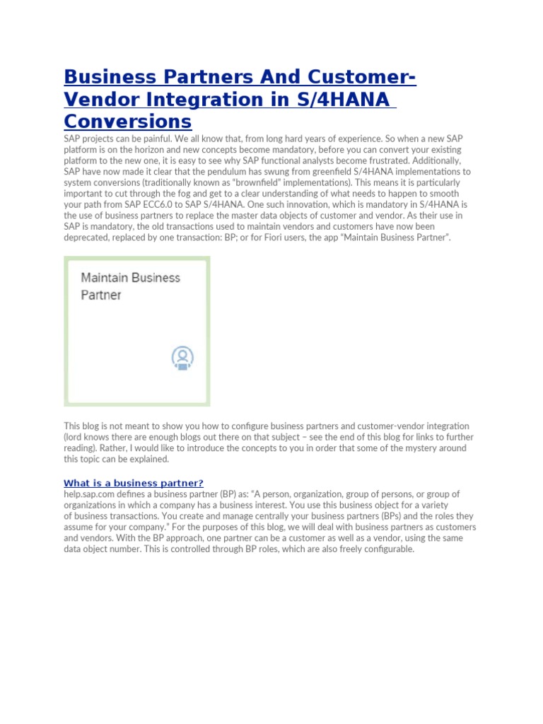 Business Partners and Customer | PDF | Sap Se | Customer Relationship ...