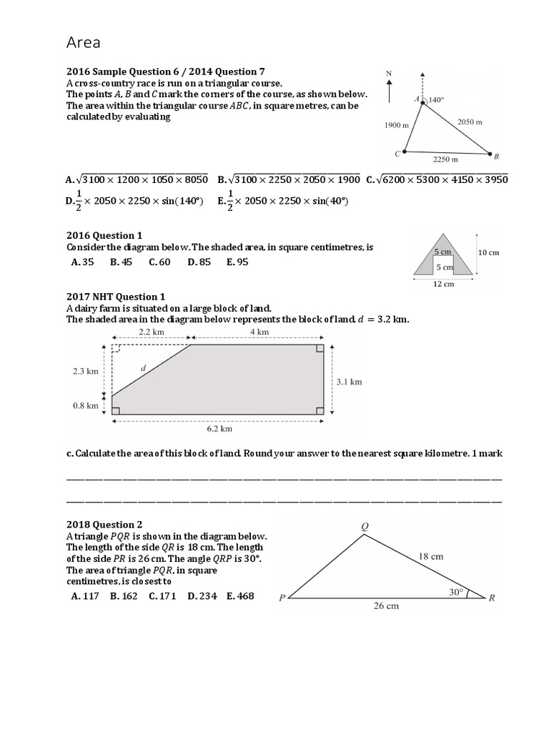 Area Calculations for Triangular Courses | PDF | Area | Triangle