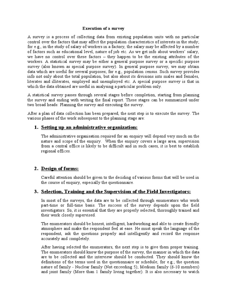 Steps For Execution of A Survey | PDF | Survey Methodology | Questionnaire
