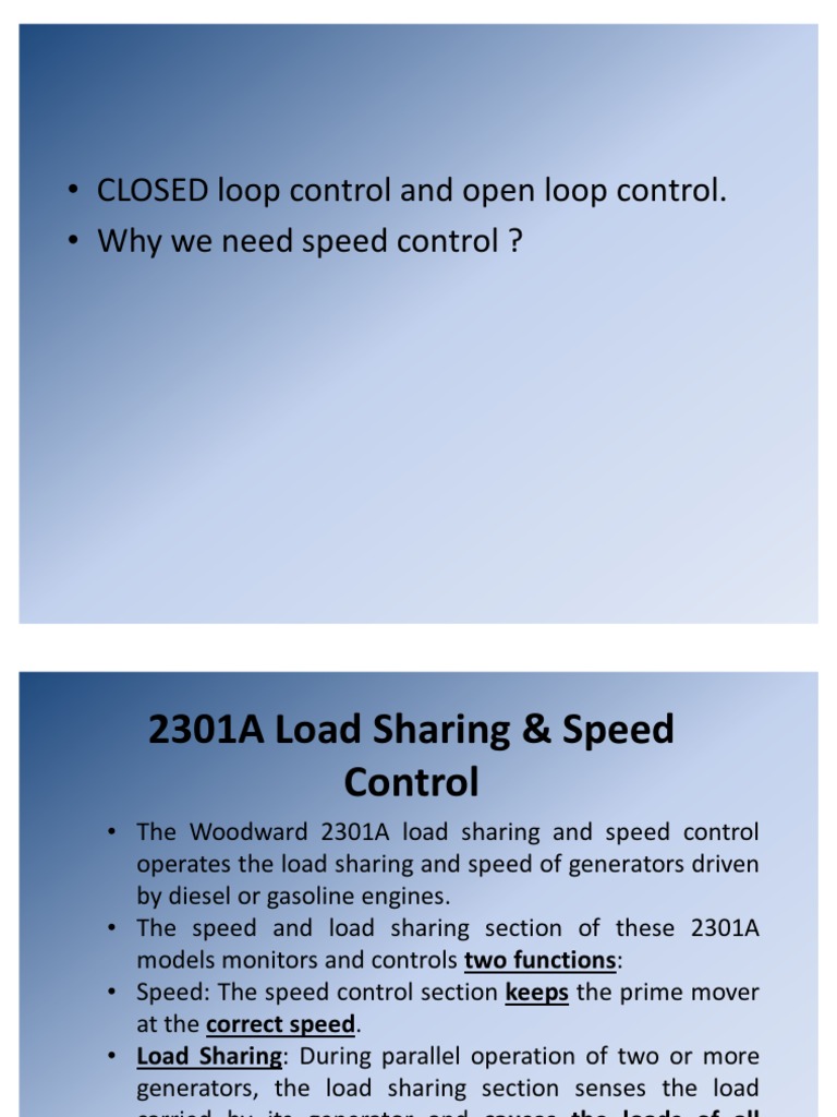 2301A Load Sharing & Speed Control | PDF | Voltage | Electric Generator