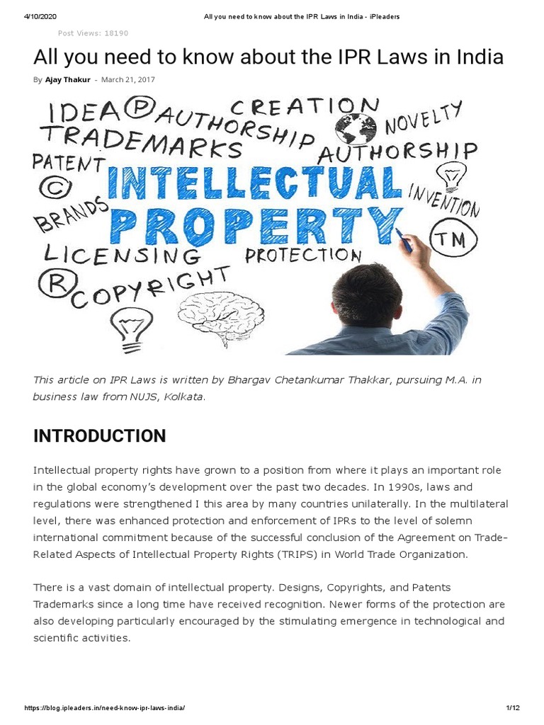 All You Need To Know About The IPR Laws in India - Ipleaders | PDF ...