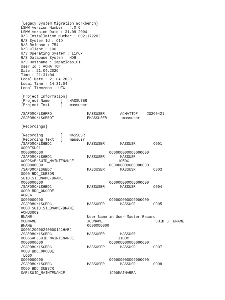 LSMW C1D Massuser | PDF | Computer Architecture | Computer Data