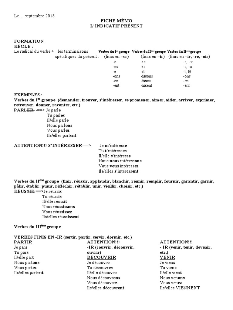 Fiche Memo - Le Present | PDF
