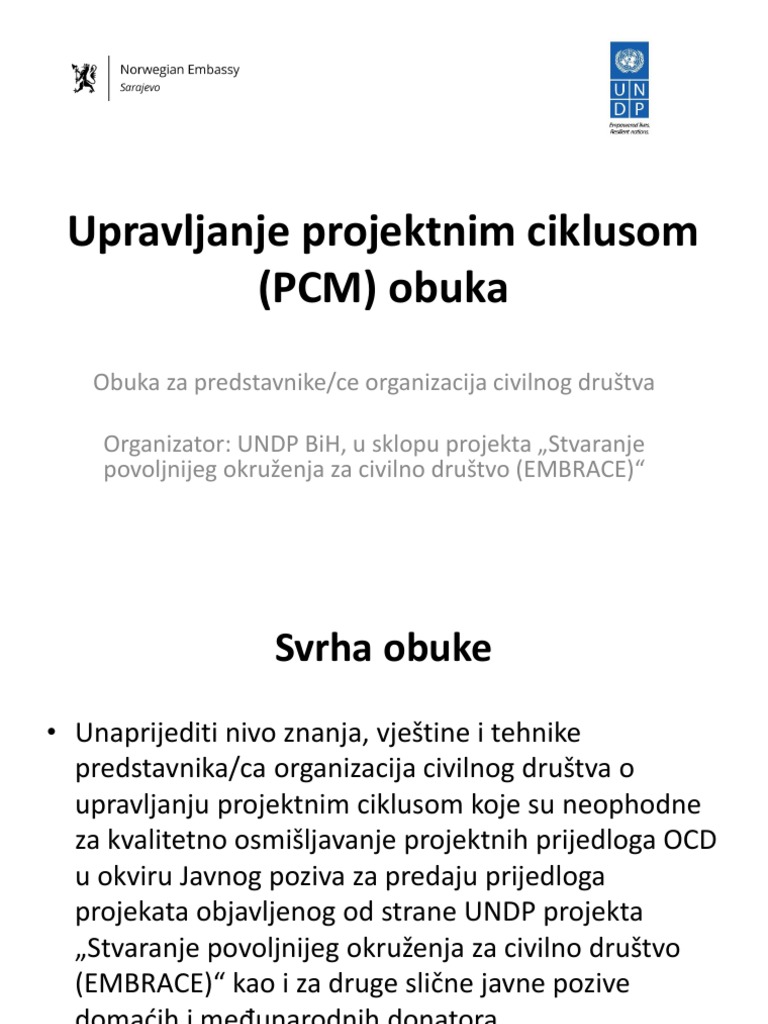 3 - PCM Obuka - UNDP EMBRACE Projekat-Finalna Prezentacija PDF | PDF