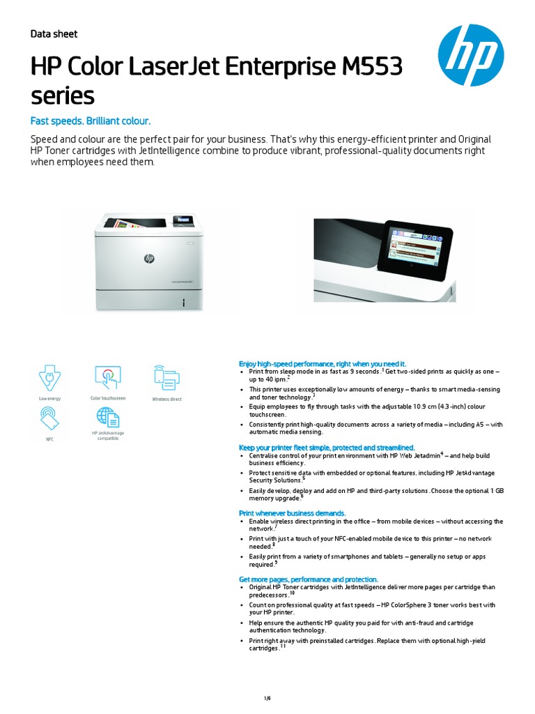HP Color Laserjet Enterprise M553 HP Color Laserjet Enterprise M553 Series Series | PDF ...