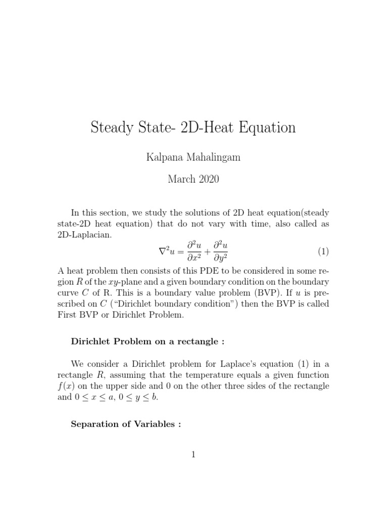 Steady State-2D-Heat Equation: Kalpana Mahalingam March 2020 | PDF ...