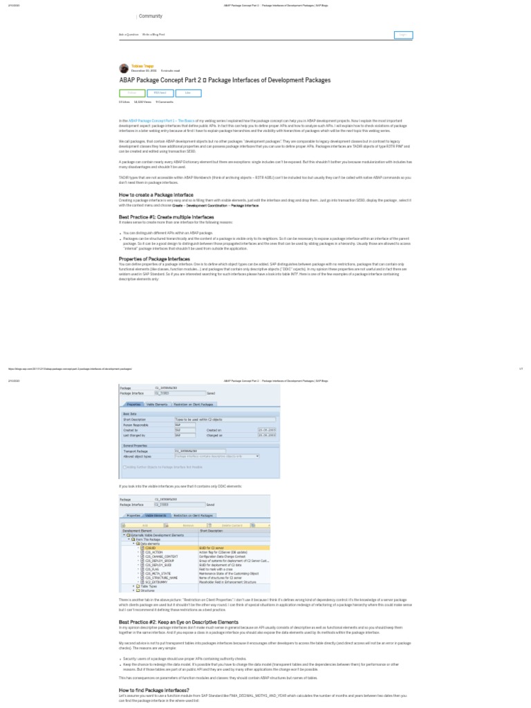 ABAP Package Concept Part 2 - Package Interfaces of Development Packages - SAP Blogs | PDF ...
