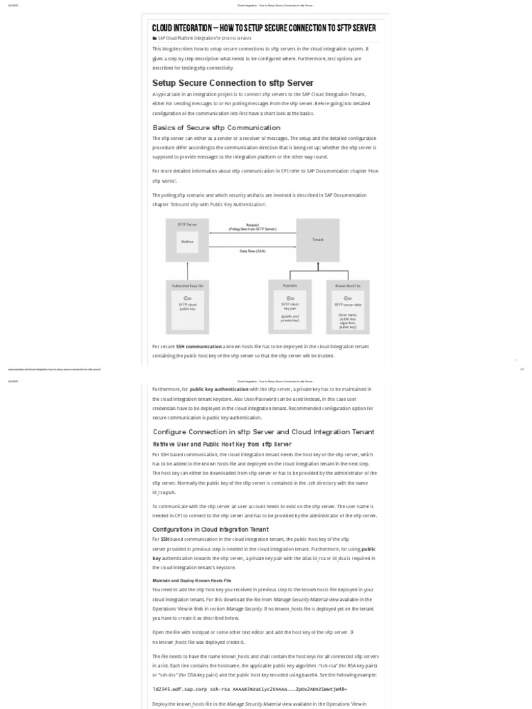 Cloud Integration - How To Setup Secure Connection To SFTP Server | PDF | Secure Shell | Public ...