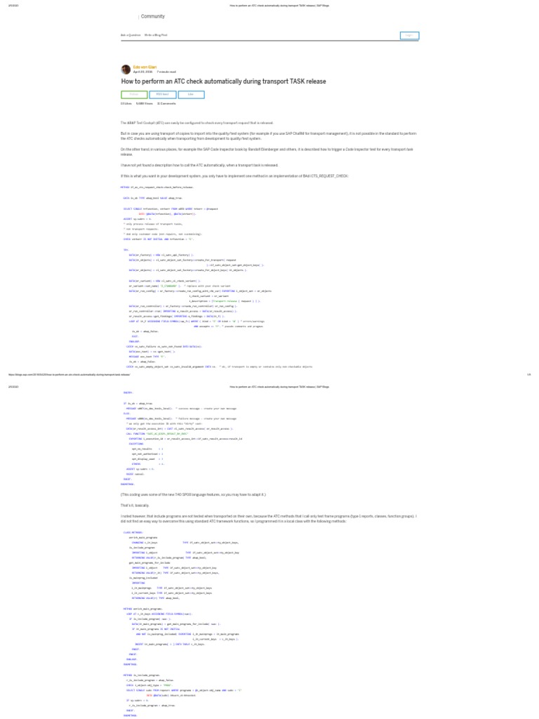How To Perform An ATC Check Automatically During Transport TASK Release ...