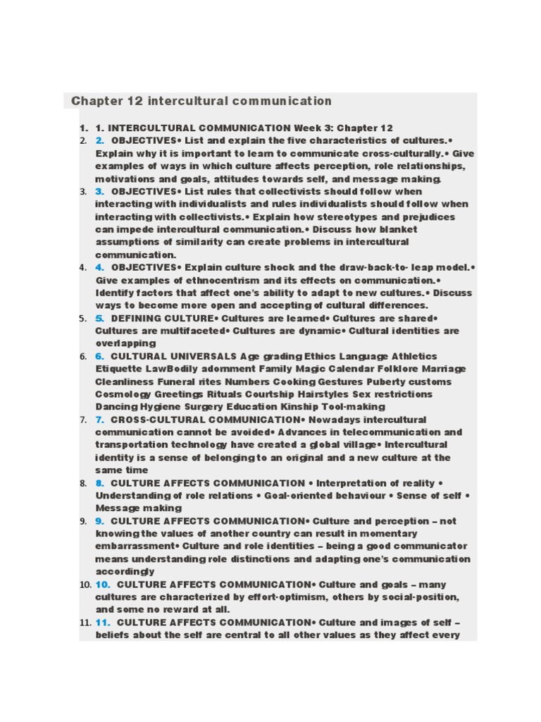 Chapter 12 Intercultural Communication | PDF | Cross Cultural ...