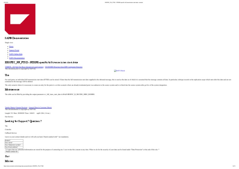 HRSFEC - PN - FTSD - PERNR-specific Full Transmission Start Date ...