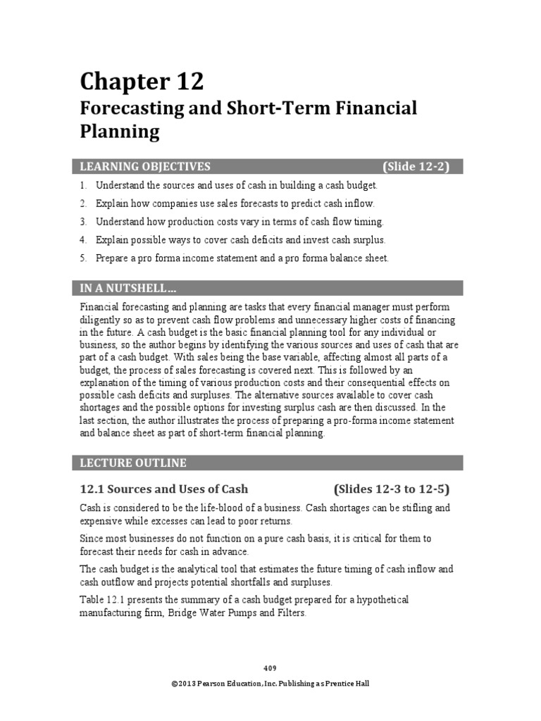 Chapter 12 Forecasting and Short - Term Financial Planning | PDF ...