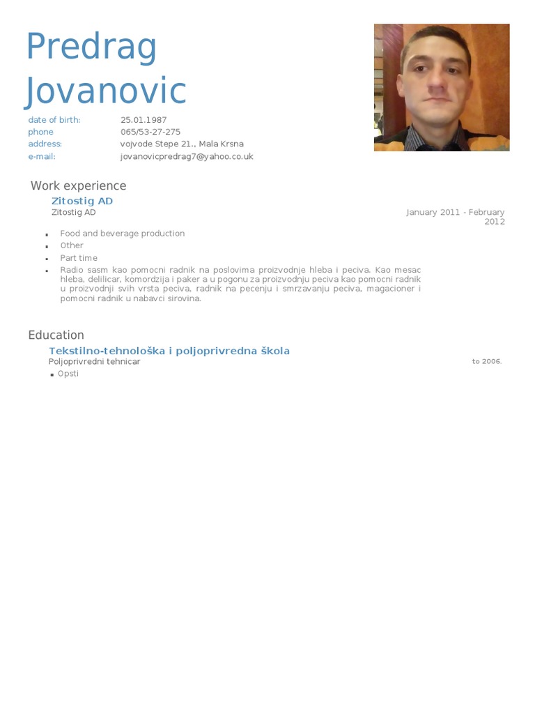 Predrag Jovanovic-CV PDF | PDF