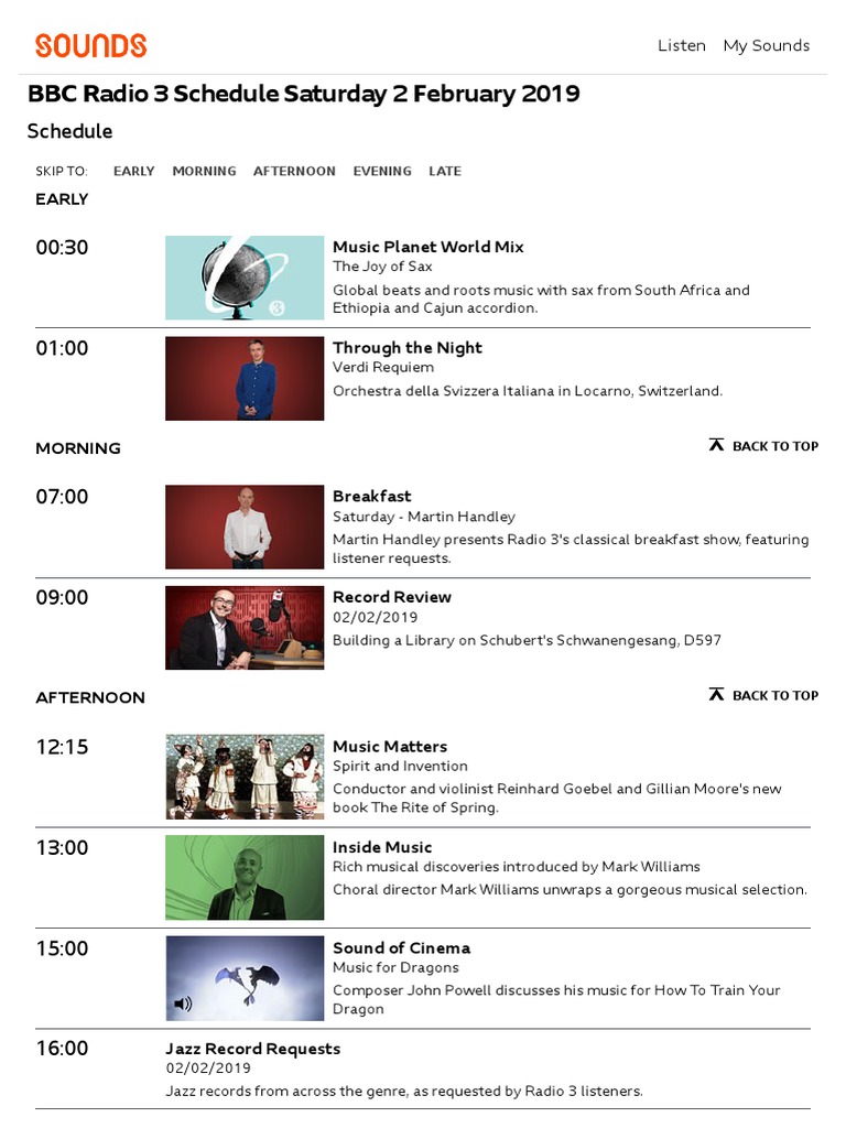 BBC Radio 3 - Schedules, 02 Saturday February 2019 | PDF | Conducting ...