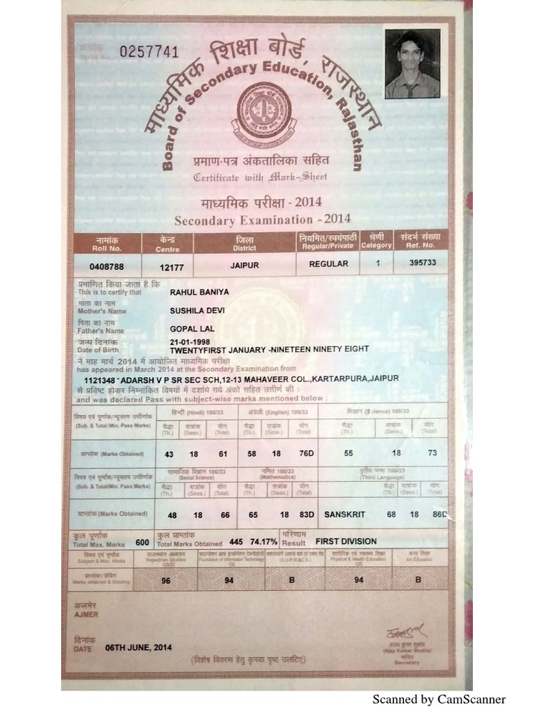 10 Marksheet Rahul - 1 | PDF