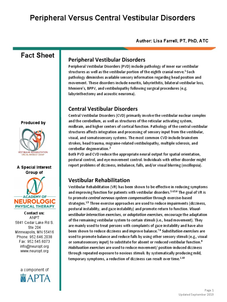 Peripheral Versus Central Vestibular Disorders | PDF | Vestibular ...