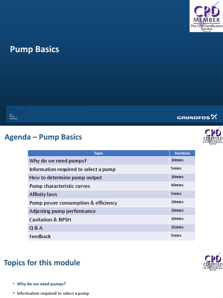 Pump Basics Presentation (Grundfoss) | PDF | Pump | Energy Technology