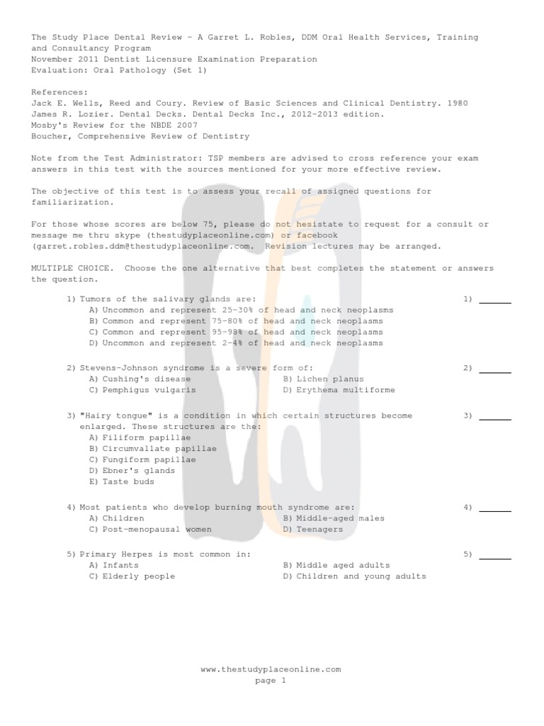 2011.4.oral Pathology Set 2 PDF | PDF | Mouth | Medicine