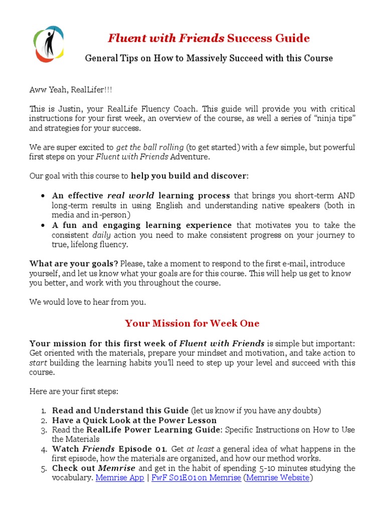 Fluent With Friends Success Guide | PDF | Fluency | Mindset