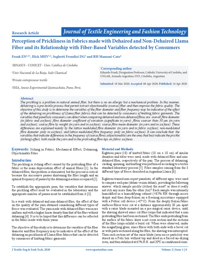 Journal of Textile Engineering and Fashion Technology | PDF | Yarn ...