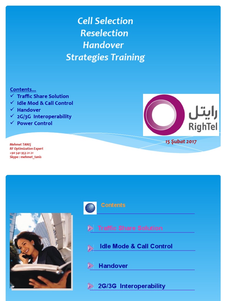 Cell Selection Reselection Handover Strategies Training: Contents ...