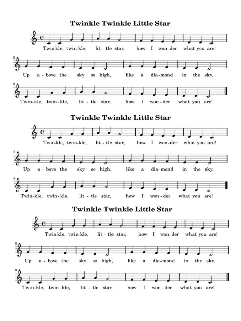 twinkle twinkle little star תווים | PDF