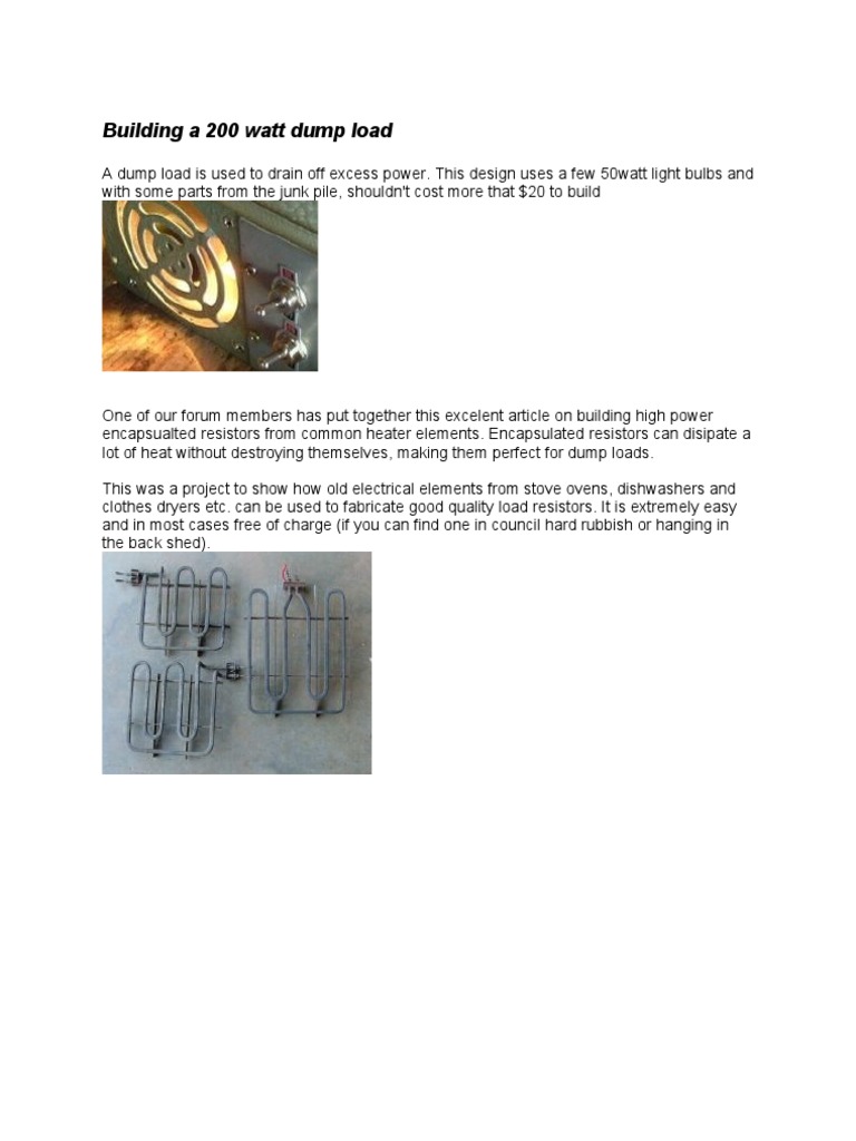 Building A 200 Watt Dump Load | PDF | Resistor | Wire