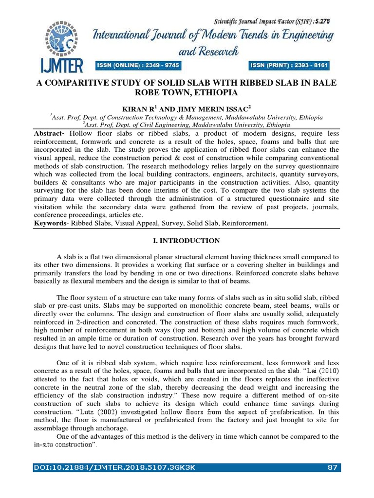 A Comparitive Study of Solid Slab With Ribbed Slab in Bale Robe Town ...