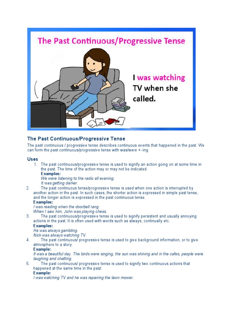 The Past Continuous/Progressive Tense: Examples | PDF | Language Arts ...