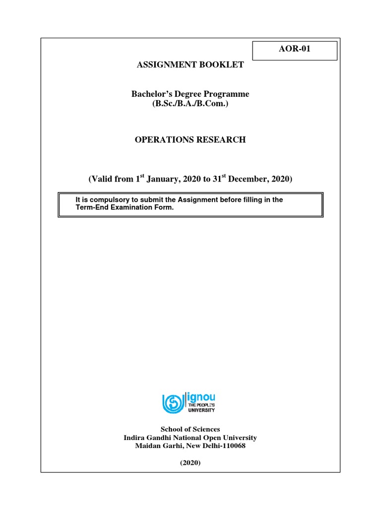 AOR-01 Assignment 2020 (English) | PDF | Mathematical Optimization | Dynamic Programming