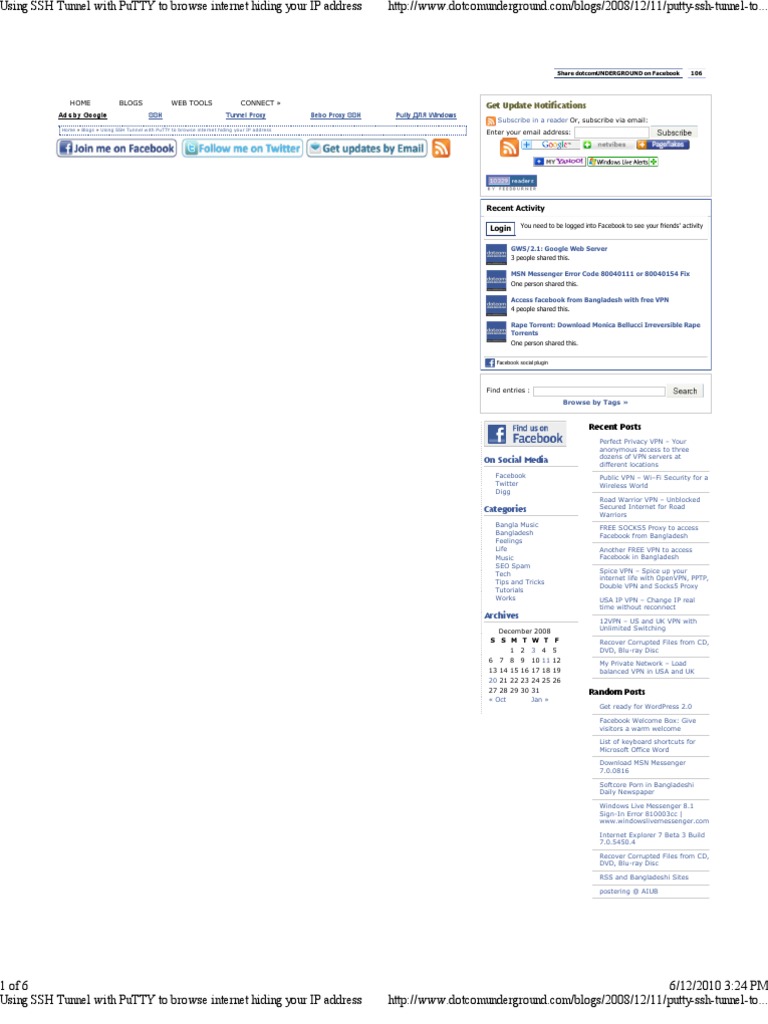 Using SSH Tunnel With PuTTY. | PDF | Secure Shell | Proxy Server