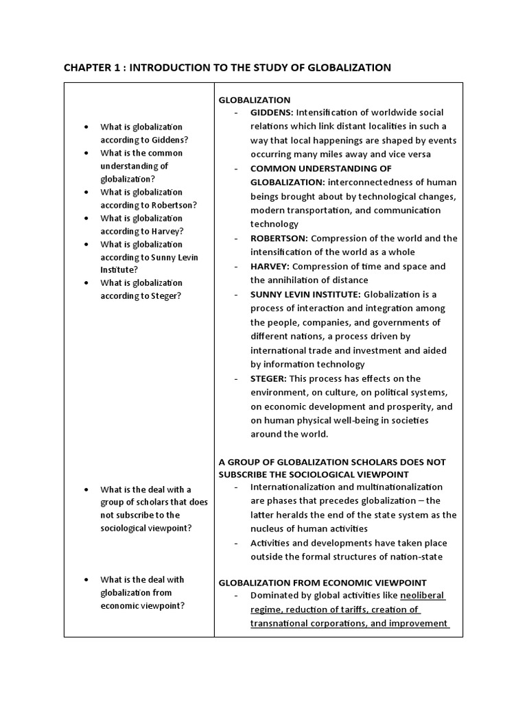 Introduction To The Study of Globalization | PDF | Globalization ...