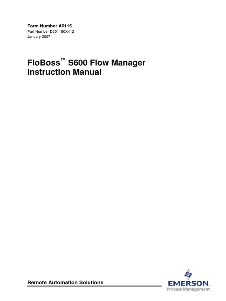 Floboss S600 Flow Manager Instruction Manual: Form Number A6115 | Download Free PDF | Booting ...