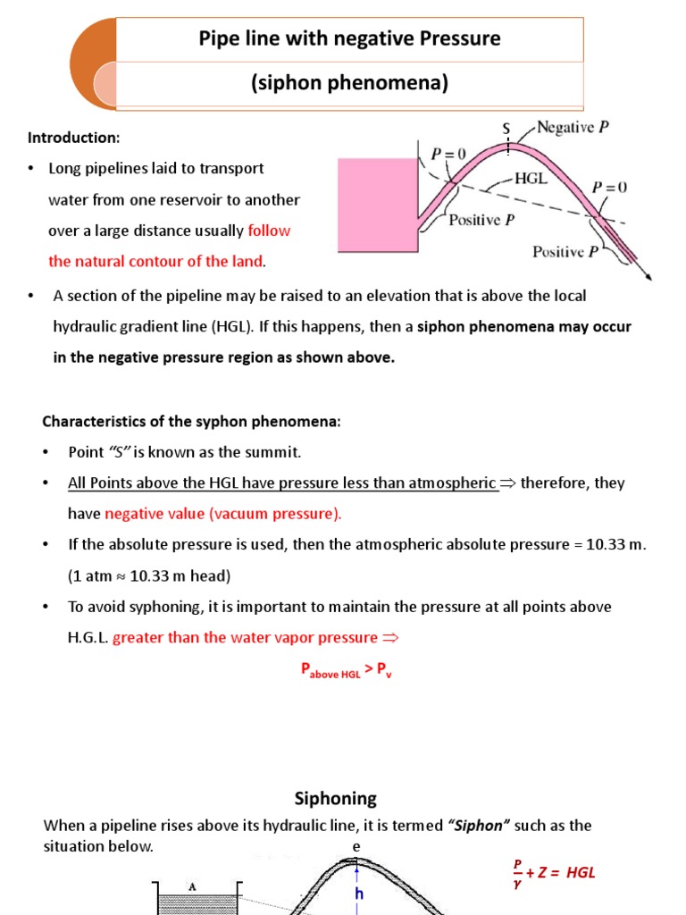 Pipe Line With Negative Pressure (Siphon Phenomena) : Follow The ...