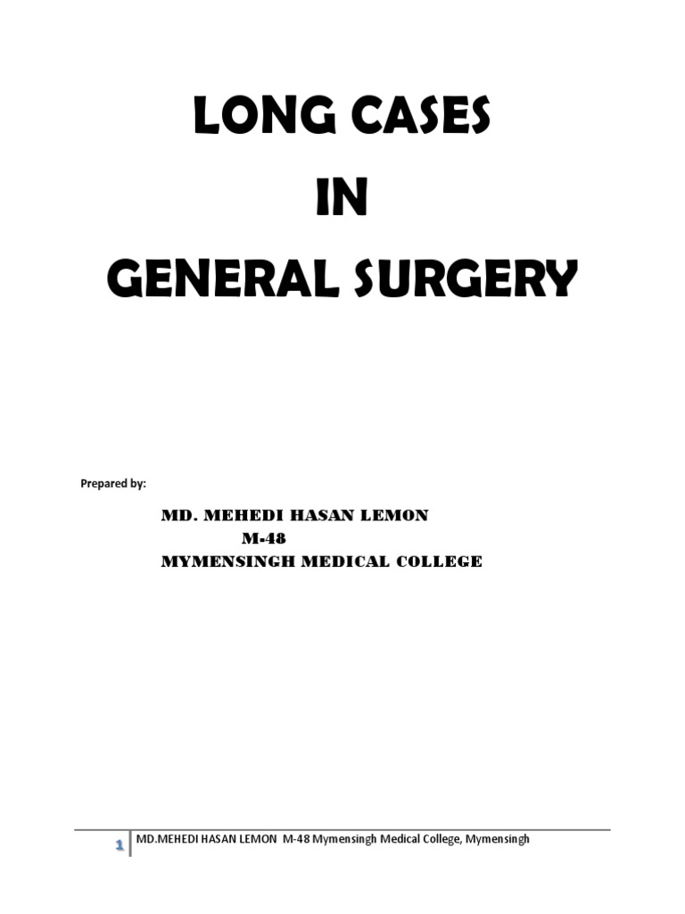 General Surgery Long Cases | PDF | Gallbladder | Bile
