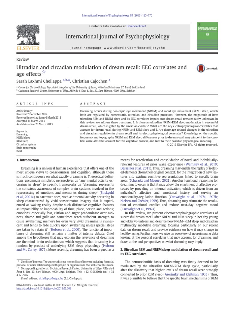 International Journal of Psychophysiology: Sarah Laxhmi Chellappa ...