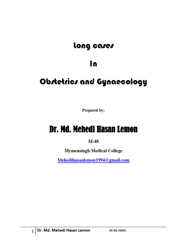Long Cases of Gynae & Obs | PDF | Preterm Birth | Childbirth