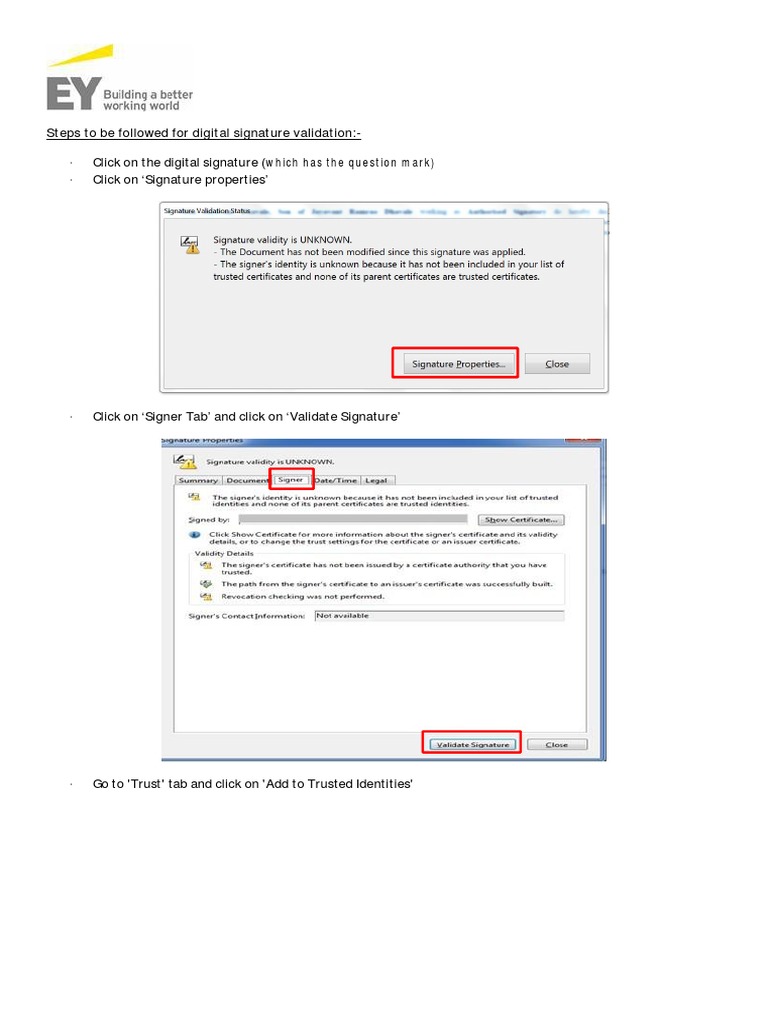 Click On The Digital Signature (Which Has The Question Mark) Click On ...