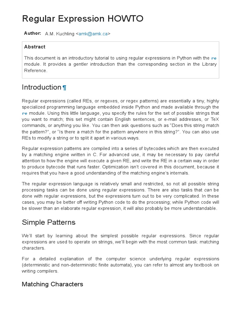 Regular Expression Python | PDF | Regular Expression | String (Computer ...