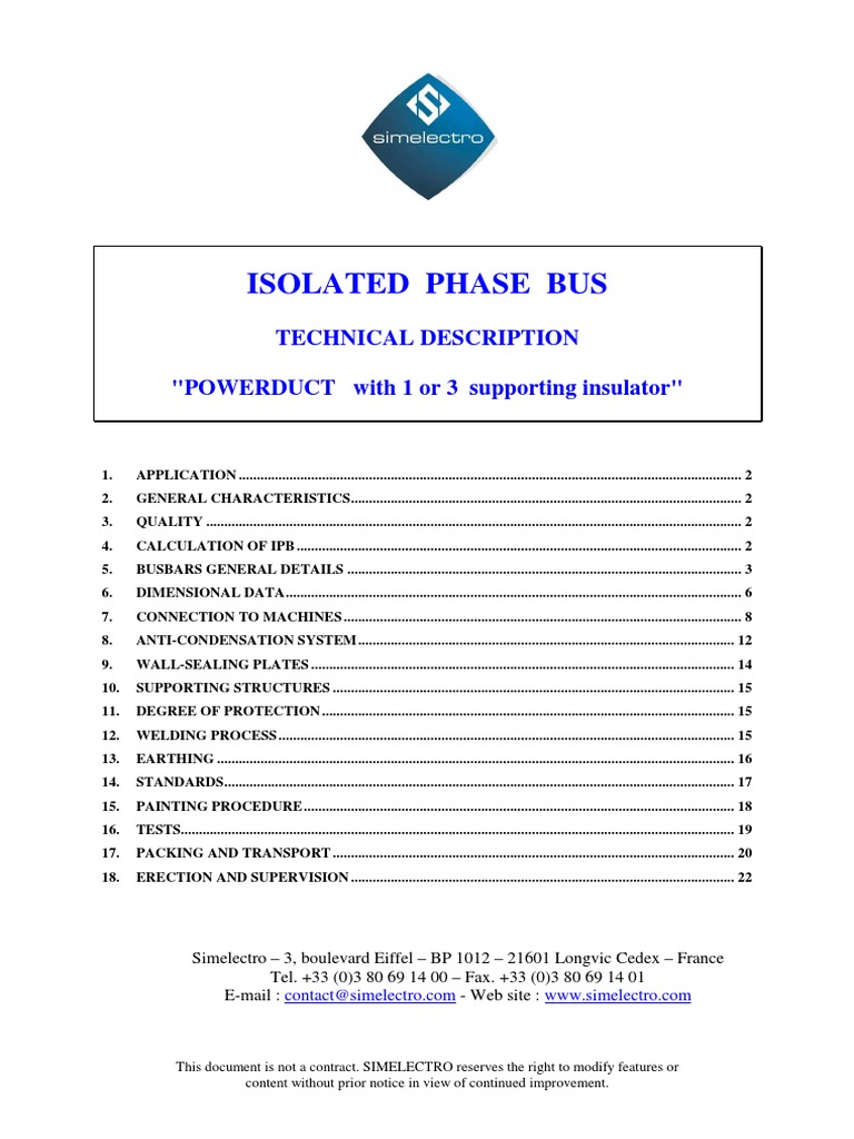 Isolated Phase Bus: Technical Description "POWERDUCT With 1 or 3 ...